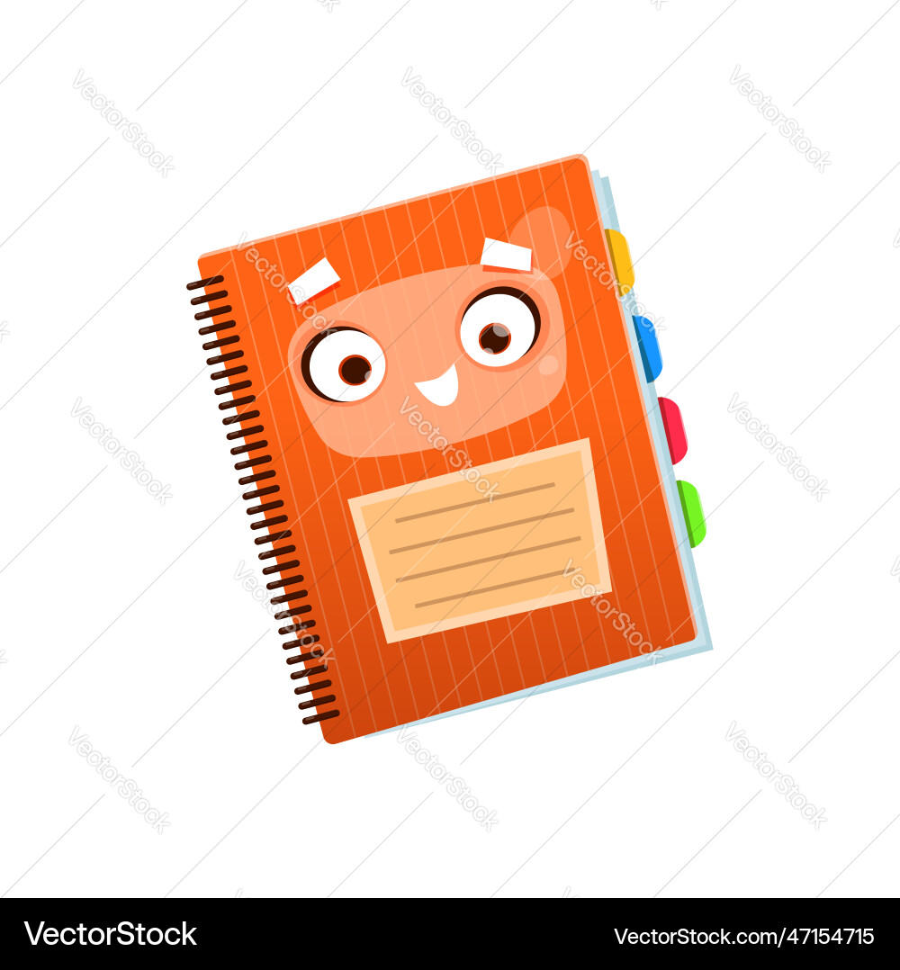 Cartoon notebook school character education Vector Image