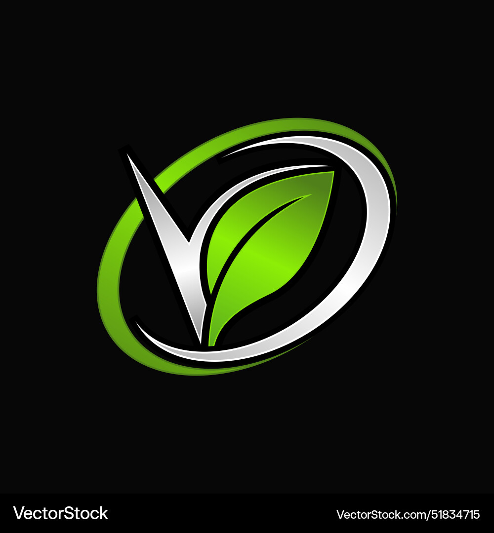 Check leaf logo vegetarian quality ecology vegan Vector Image