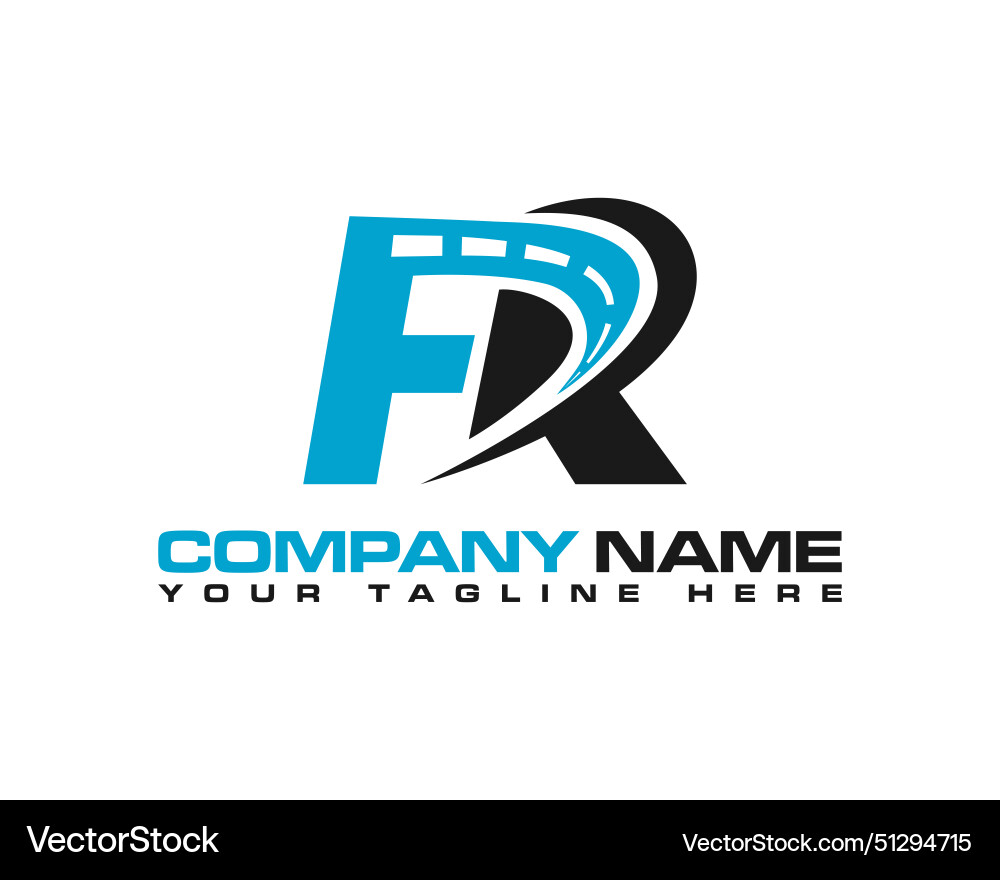 Fr letter with road way highway text type logo Vector Image