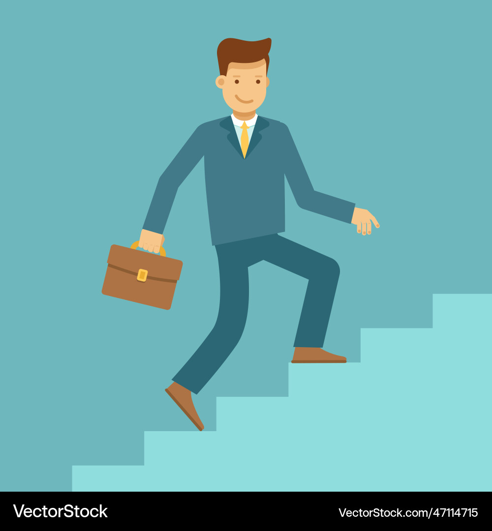 Guy climbing the stairs - business development Vector Image