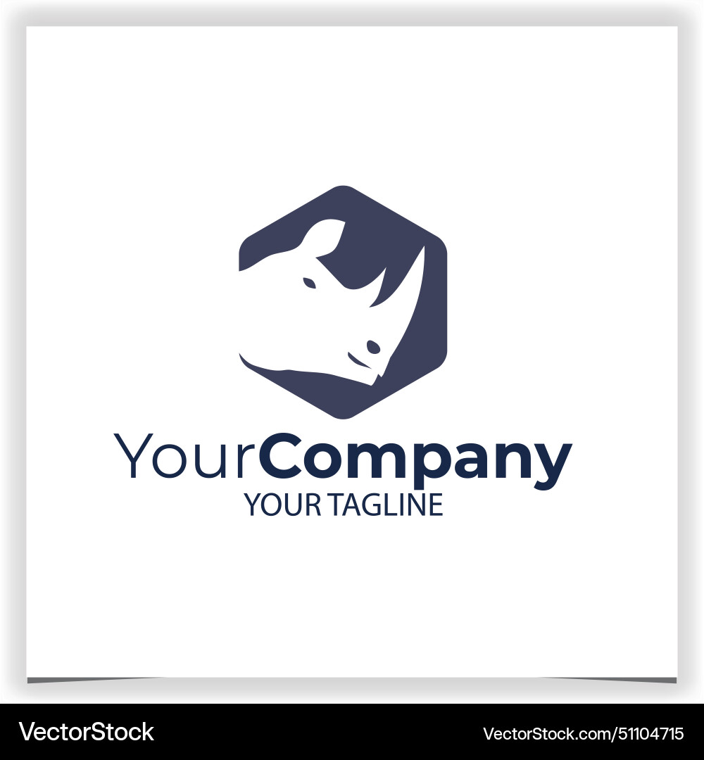 Hexagon rhino logo design template Royalty Free Vector Image