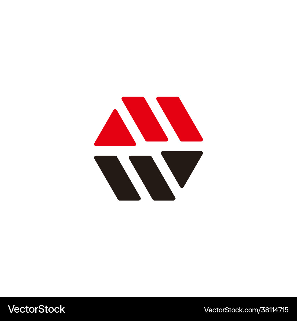 Letters mw stripes geometric hexagon logo Vector Image