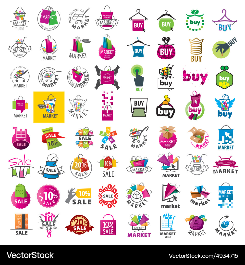 Market & Discount Logos Set Royalty Free Vector Image