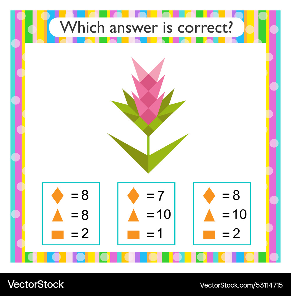 Math activity for kids find the correct answer Vector Image