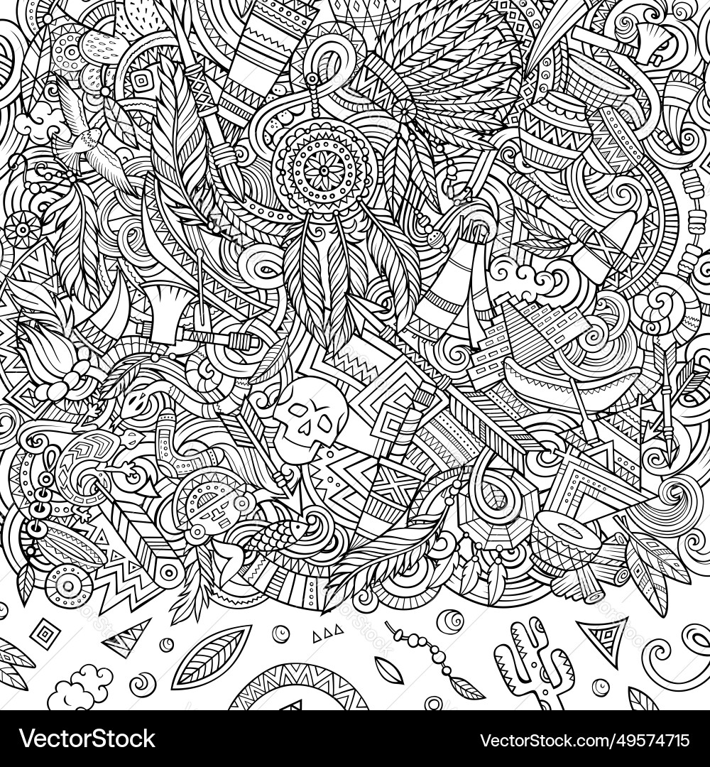 Native American Doodles - Tribal Frame Royalty Free Vector