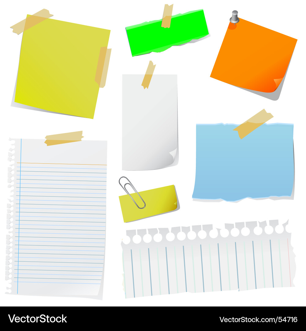 Colorful Note Paper Collection Royalty Free Vector Image