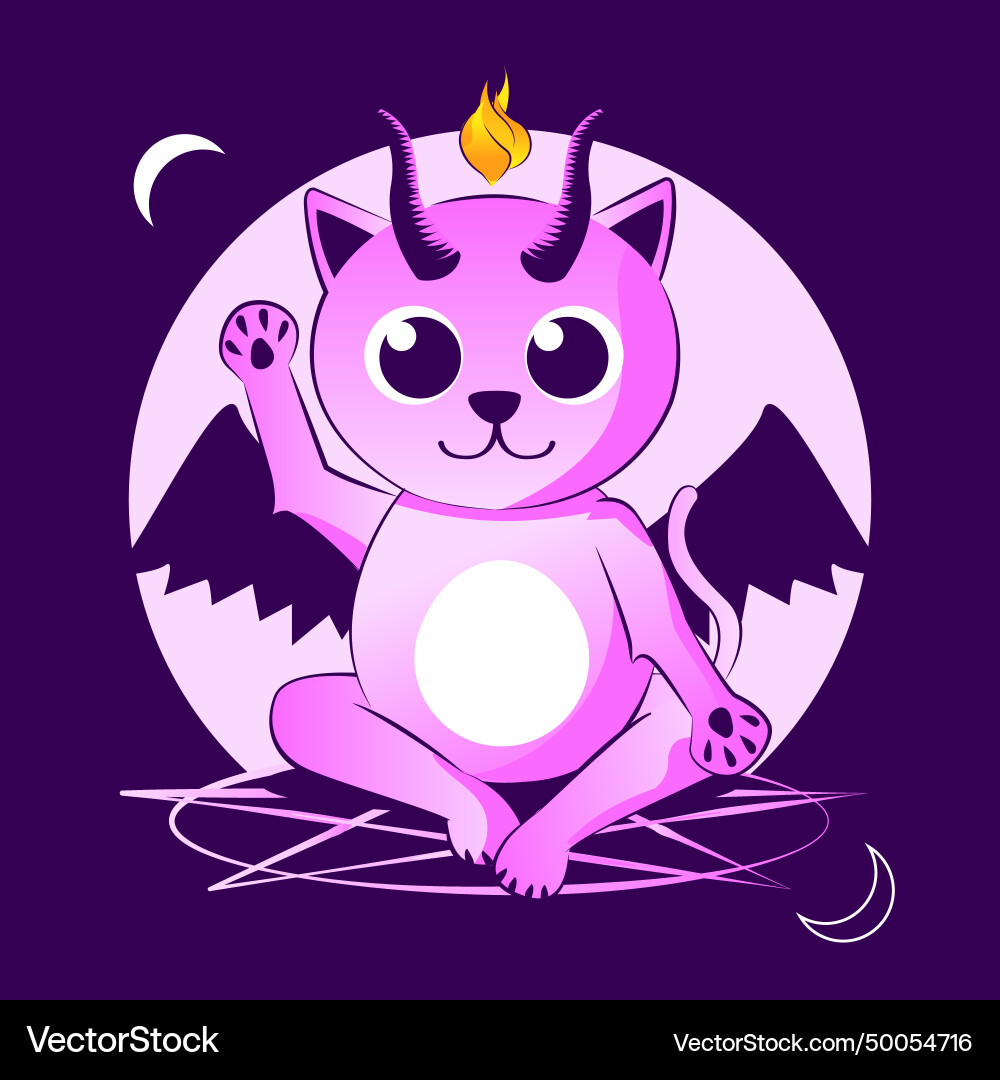 Cute baby cat baphomet Royalty Free Vector Image