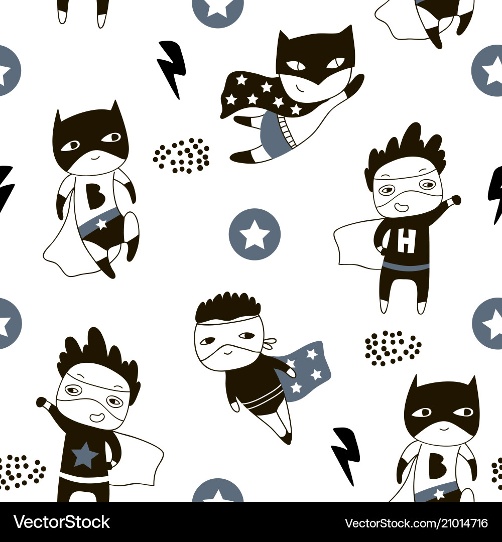 Cute Boy Hero Pattern Royalty Free Vector Image