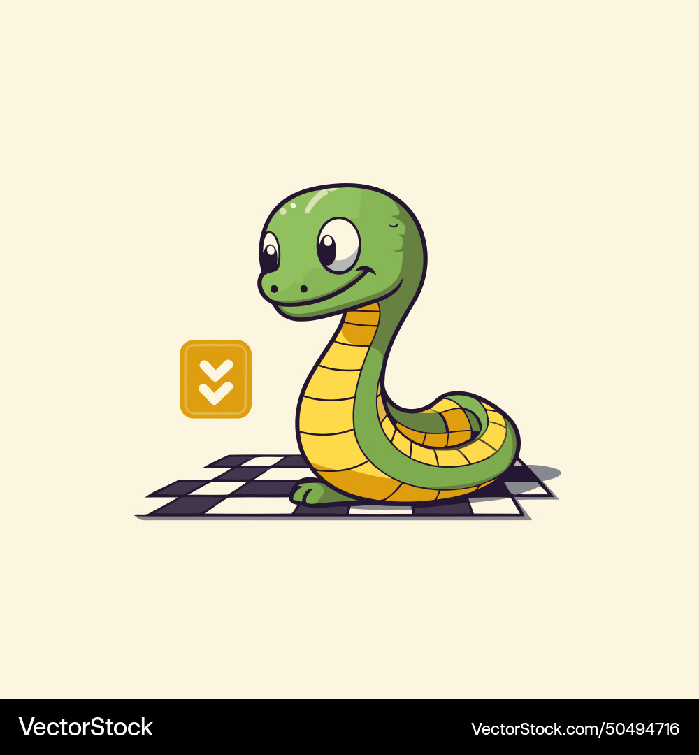 Cute snake with check mark in cartoon style Vector Image