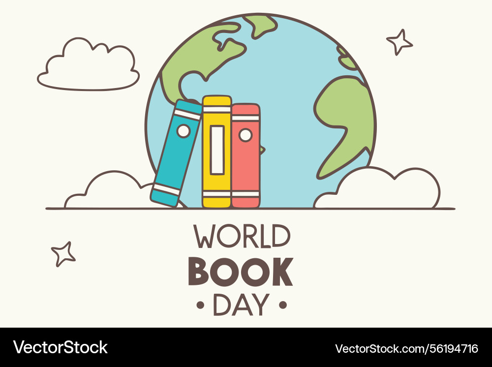 Graphic design for world book day featuring Vector Image