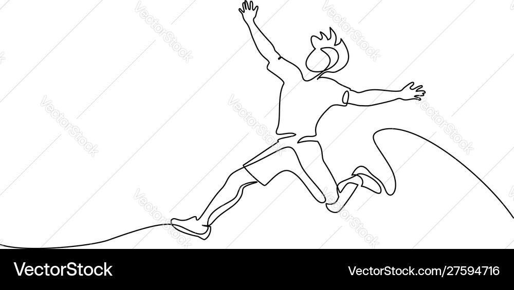 Happy running man continuous one line drawing Vector Image
