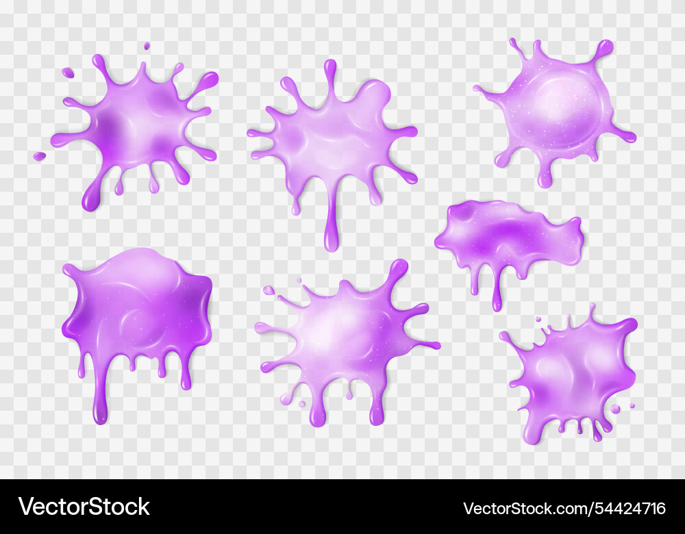 Liquid violet slime blot set isolated elements Vector Image