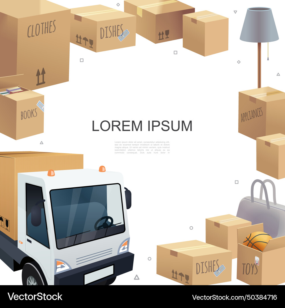 Moving service colorful template Royalty Free Vector Image