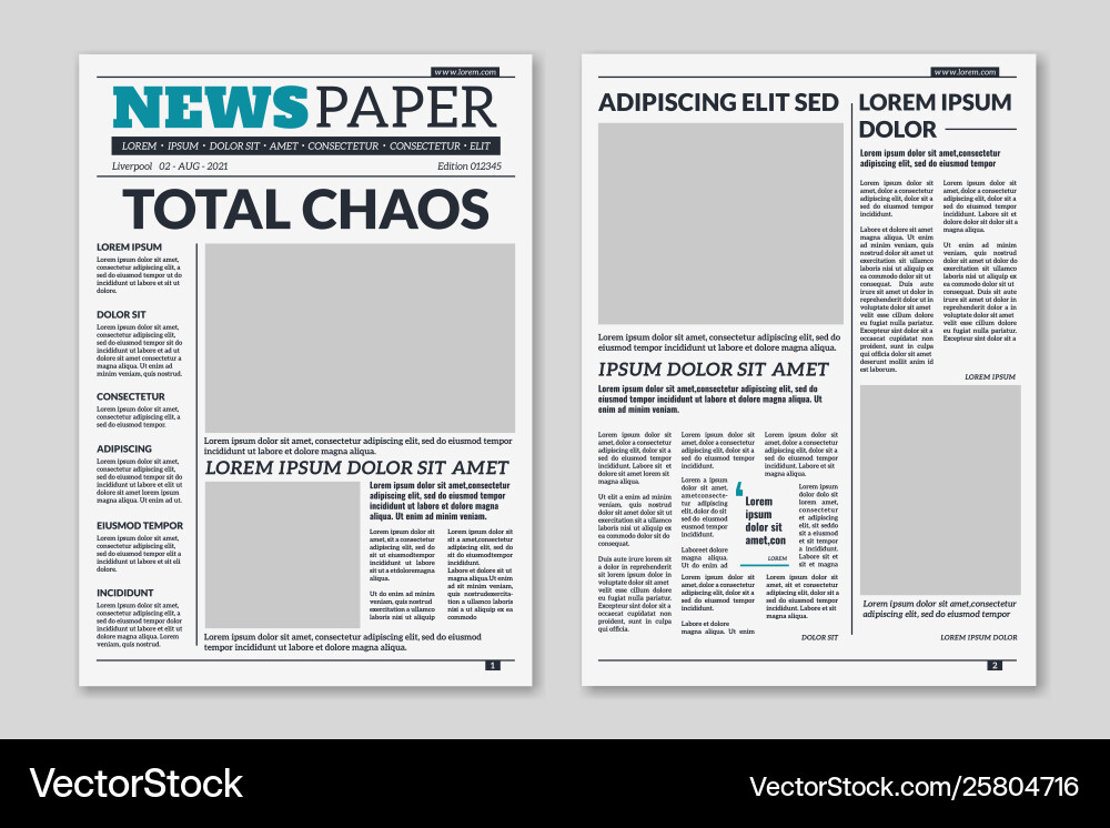 Newspaper template column articles on newsprint Vector Image