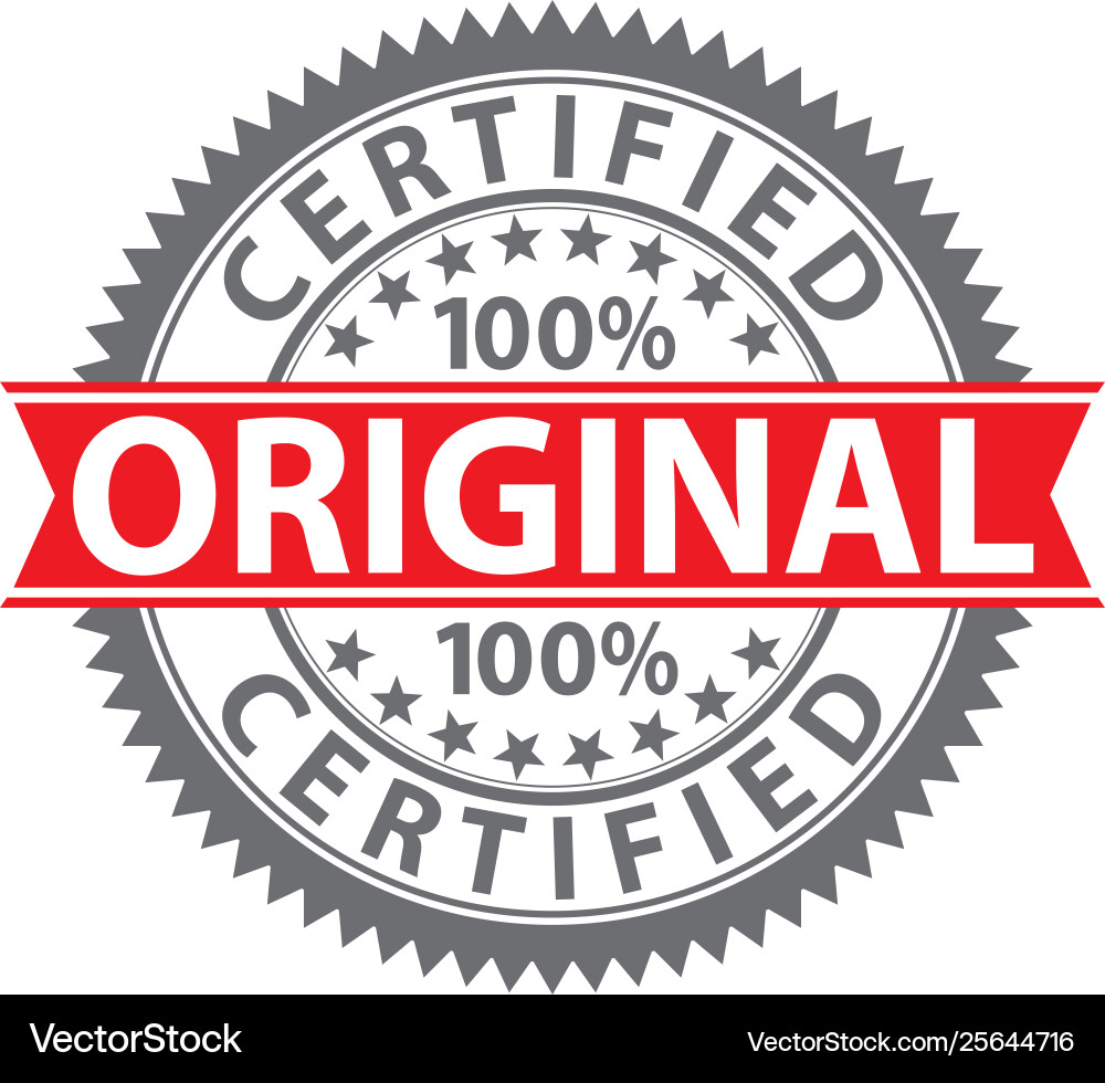 Original stamp 100 certified badge Royalty Free Vector Image