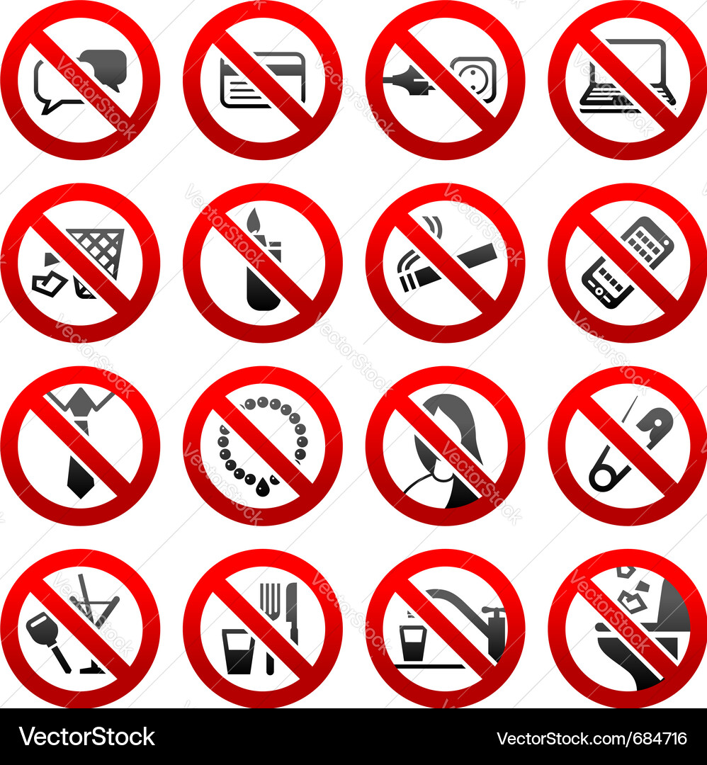 Prohibited Signs and Symbols Royalty Free Vector Image
