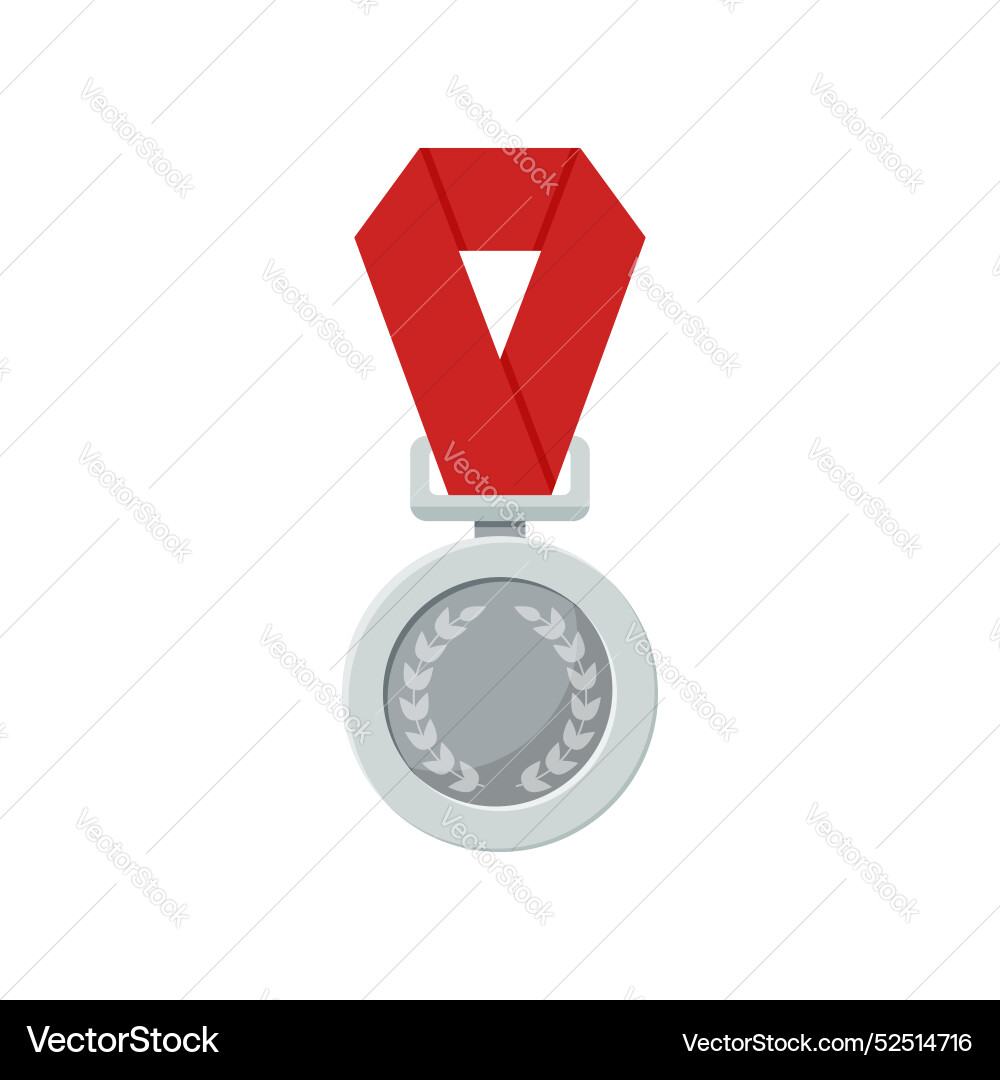 Silver medal icon in flat style trophy award Vector Image