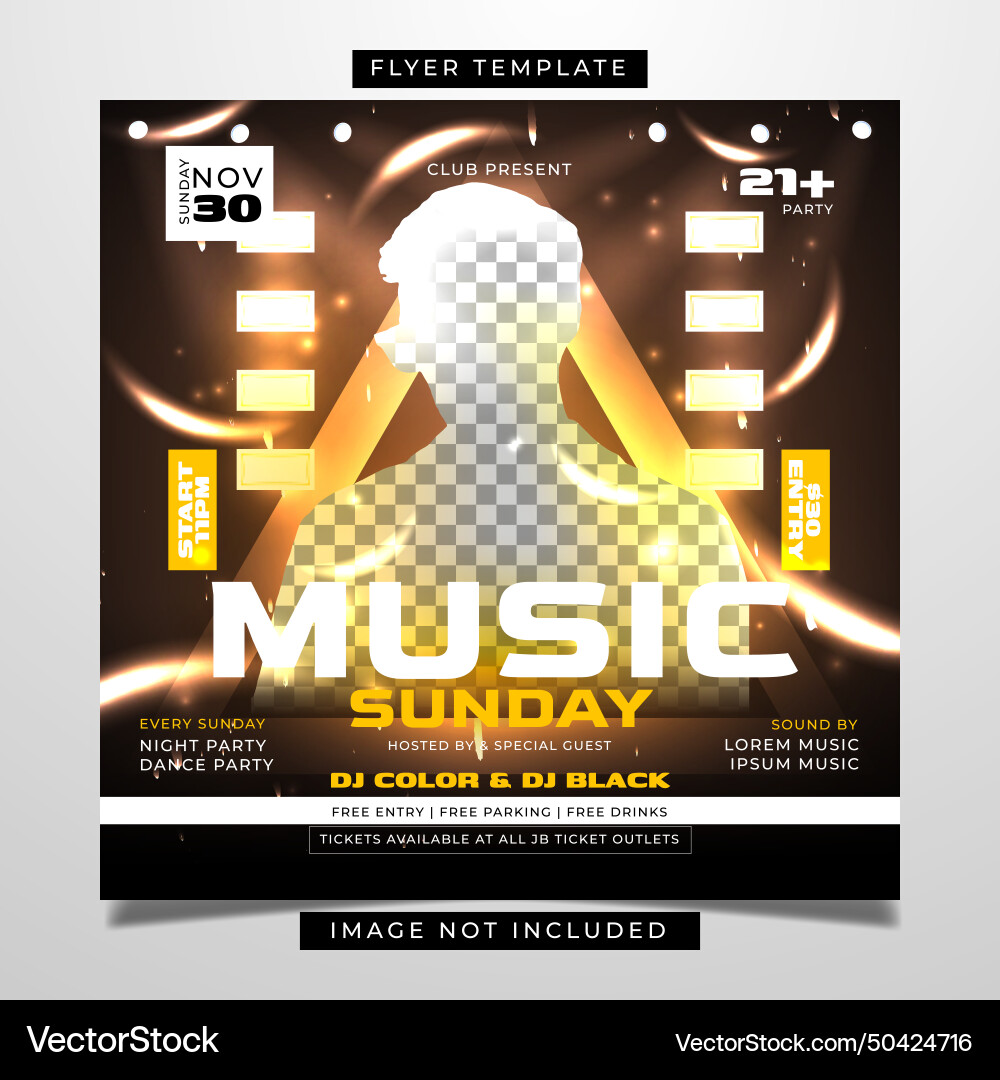 Sunday club party flyer template Royalty Free Vector Image