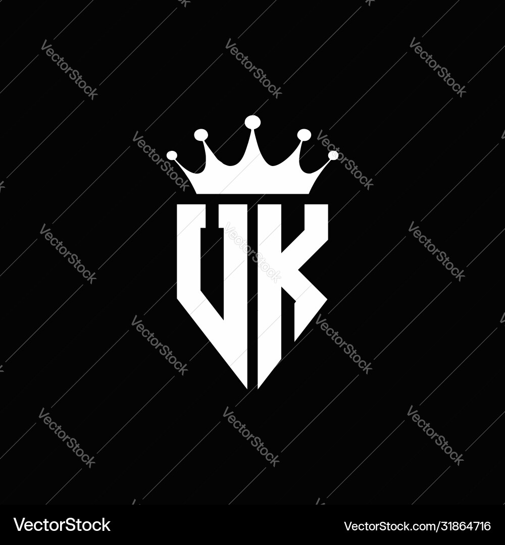 Uk logo monogram emblem style with crown shape Vector Image