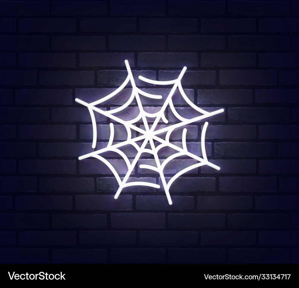 Cobweb neon sign glowing light signboard Vector Image