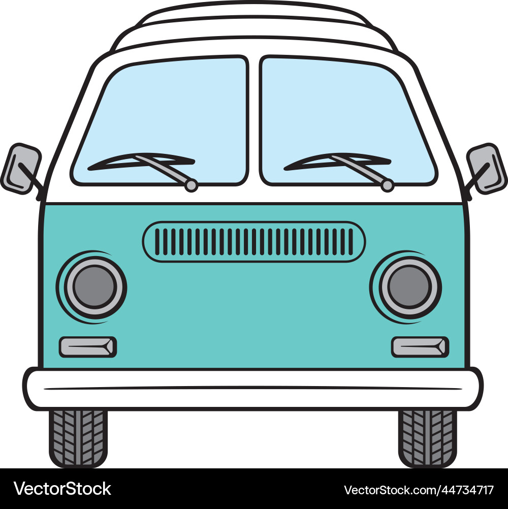 Hippie bus retro van groovy Royalty Free Vector Image