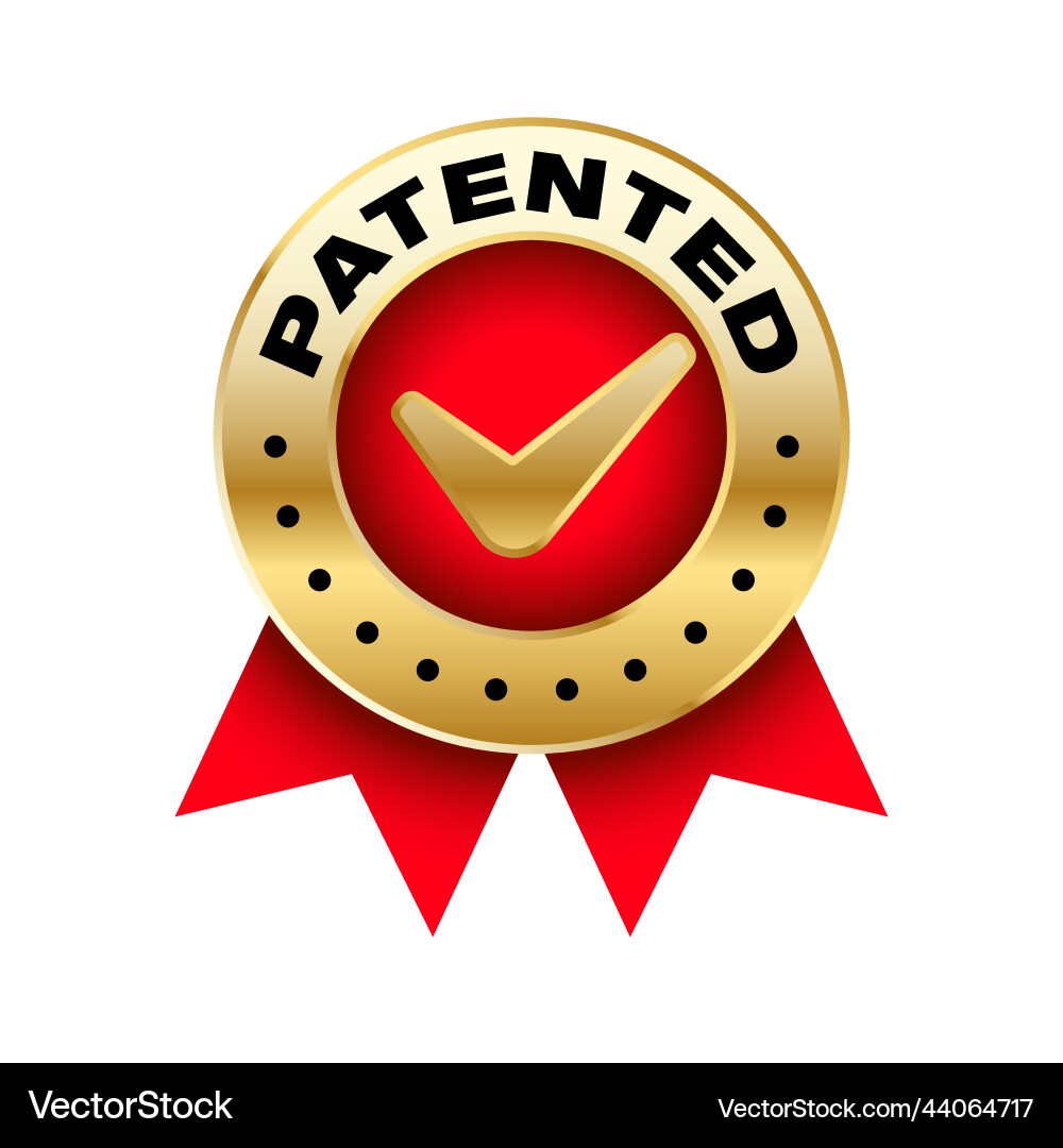Patented round icon stamp badge Royalty Free Vector Image