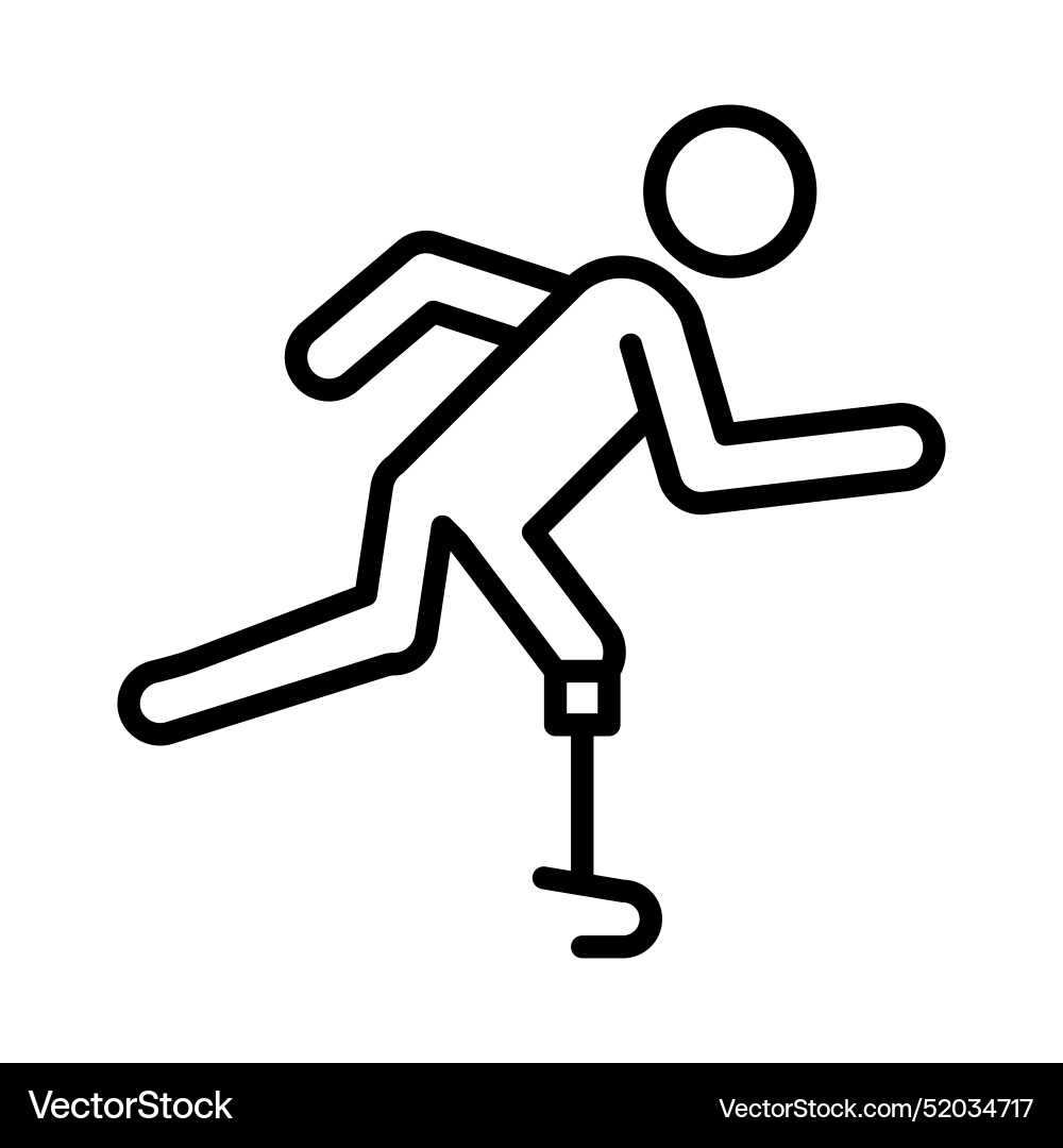 Prosthetic leg linear logo mark in black and white