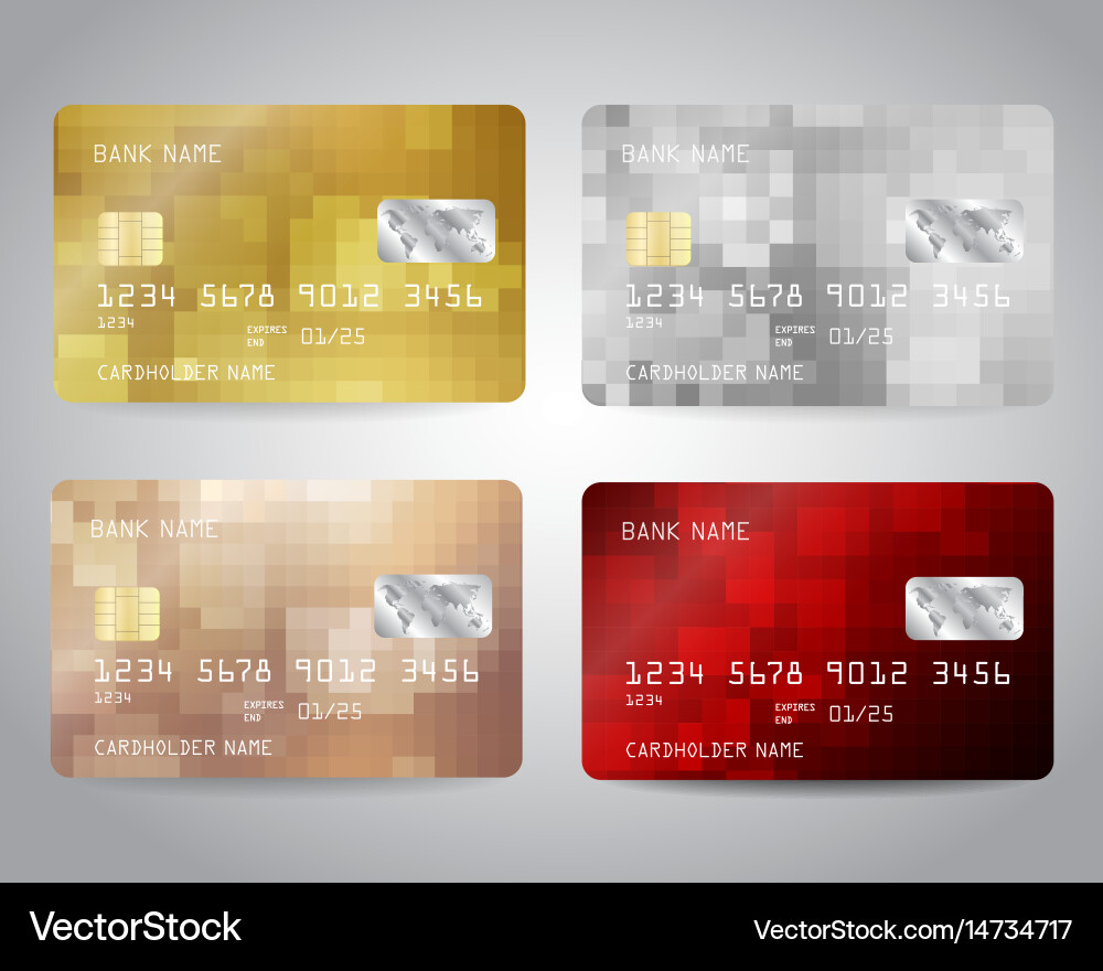 Realistic detailed credit cards set Royalty Free Vector