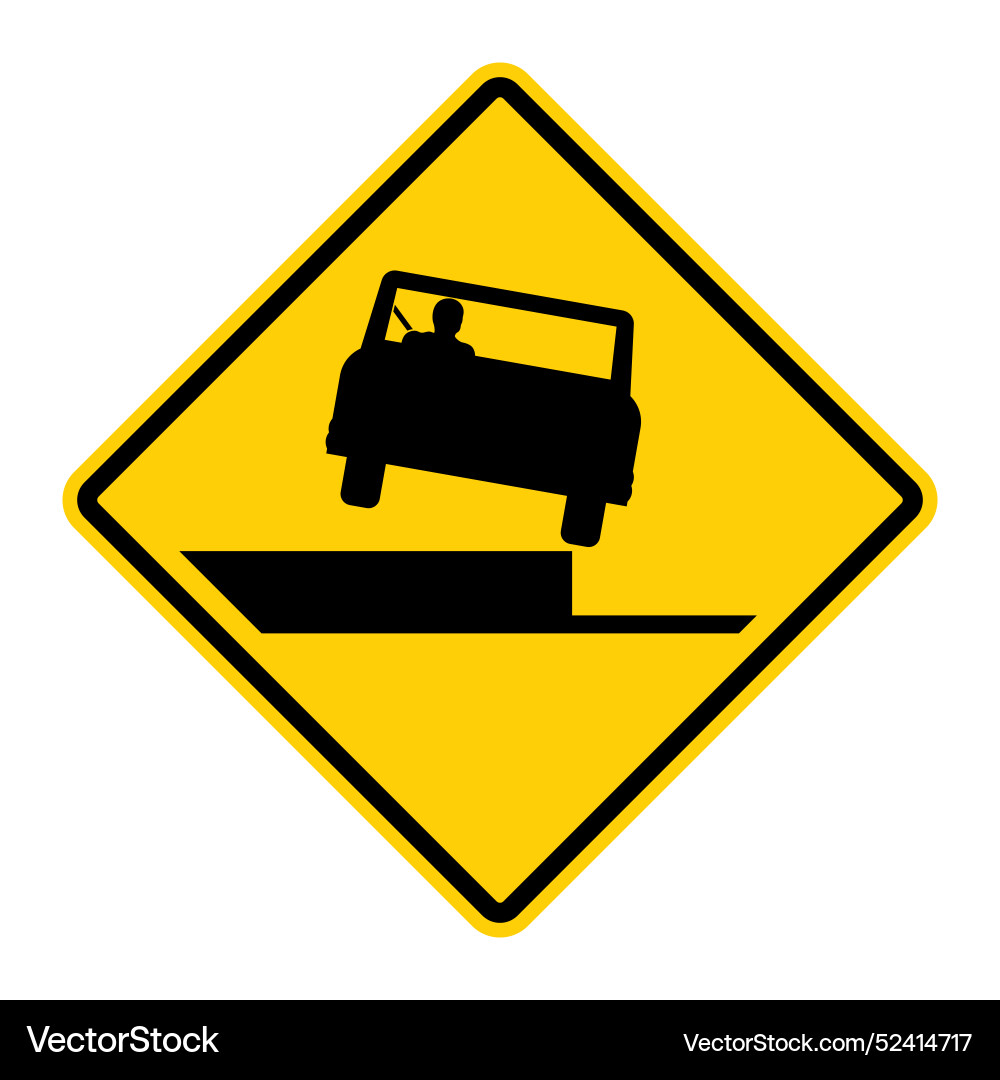 Road Shoulder Drop Off Warning Sign Royalty Free Vector