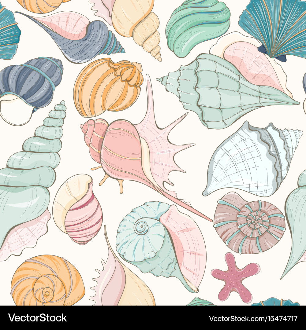 Seashell seamless pattern Royalty Free Vector Image
