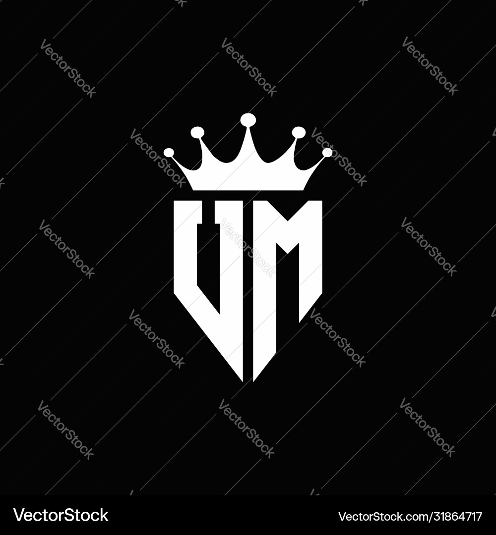 Um logo monogram emblem style with crown shape Vector Image