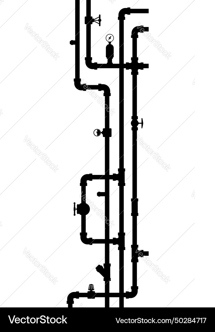 Water pipe system with valves plumbing design Vector Image