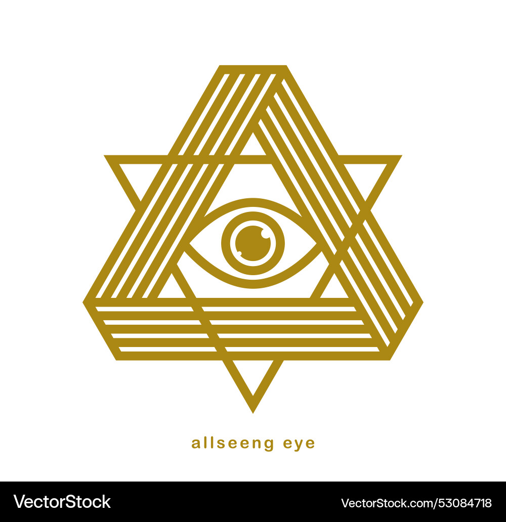 All seeing eye in triangle pyramid ancient symbol Vector Image