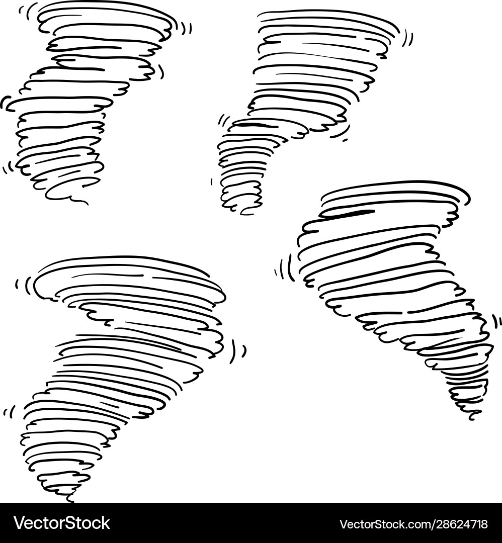 Doodle tornado isolated on white Royalty Free Vector Image