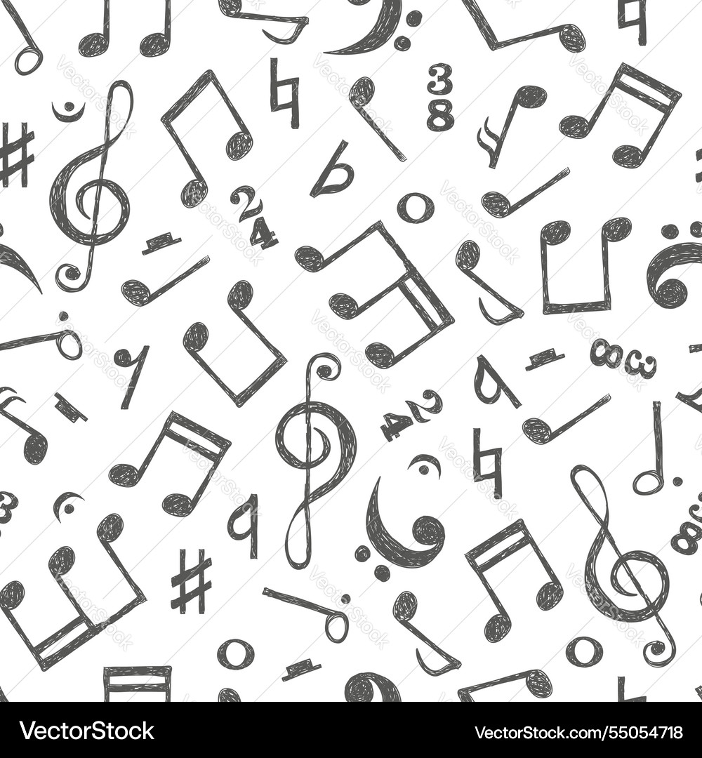 Hand drawn music notes seamless pattern musical Vector Image