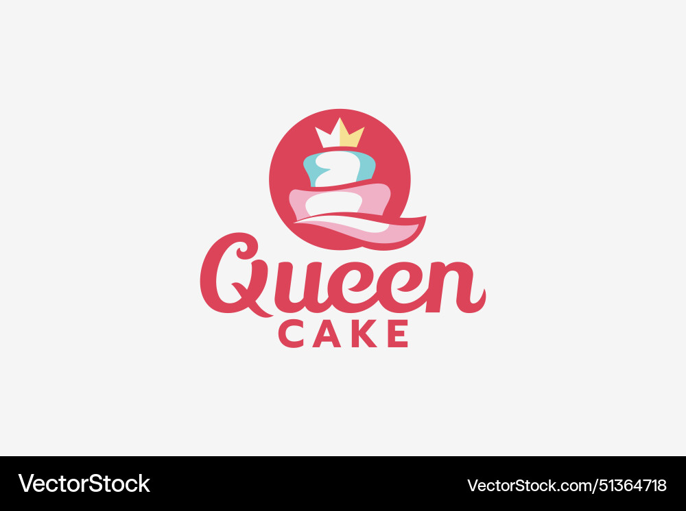 Queen cake logo with a combination Royalty Free Vector Image