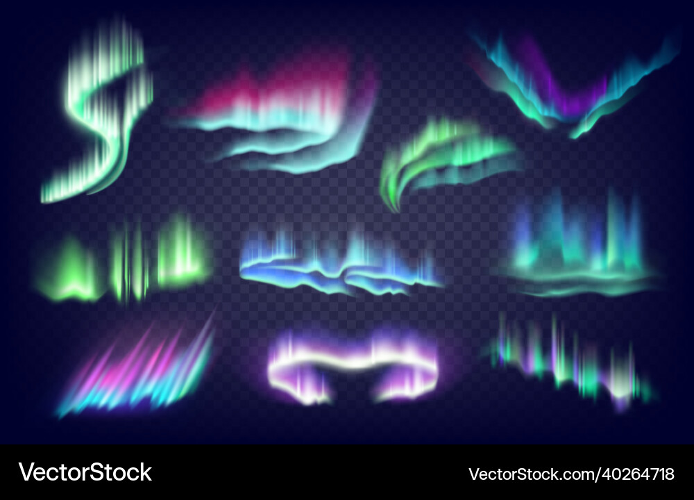 Realistic aurora northern sky lights arctic Vector Image
