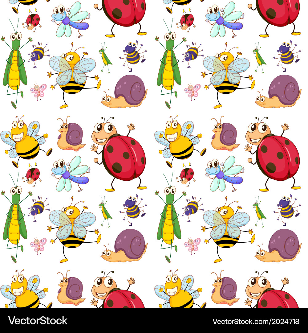 Seamless design with insects Royalty Free Vector Image