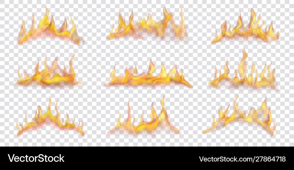 Set fire flames Royalty Free Vector Image - VectorStock