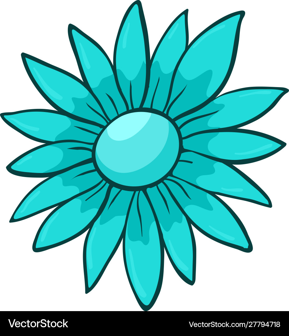Single flower in blue color Royalty Free Vector Image