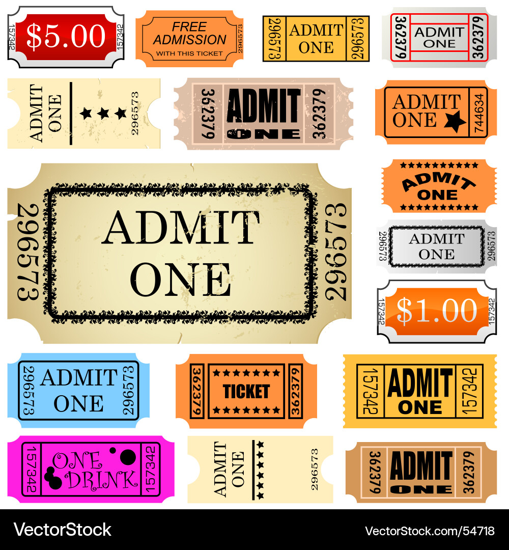 Ticket Set - Admit One Royalty Free Vector Image