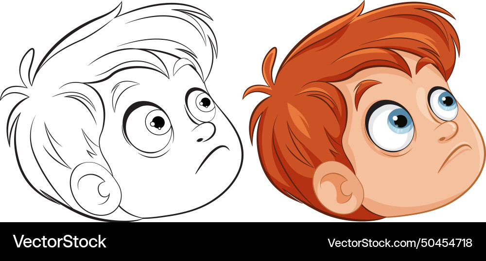 Two cartoon boys looking up with inquisitive Vector Image
