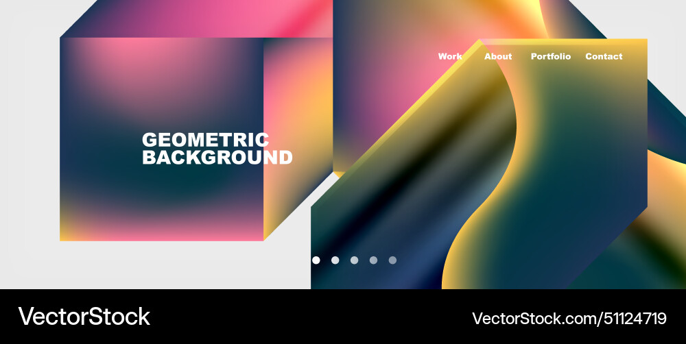 A geometric background with cube and wave Vector Image