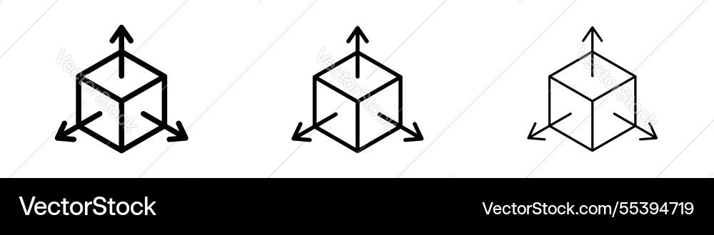 Bim icons in three different stroke lines Vector Image