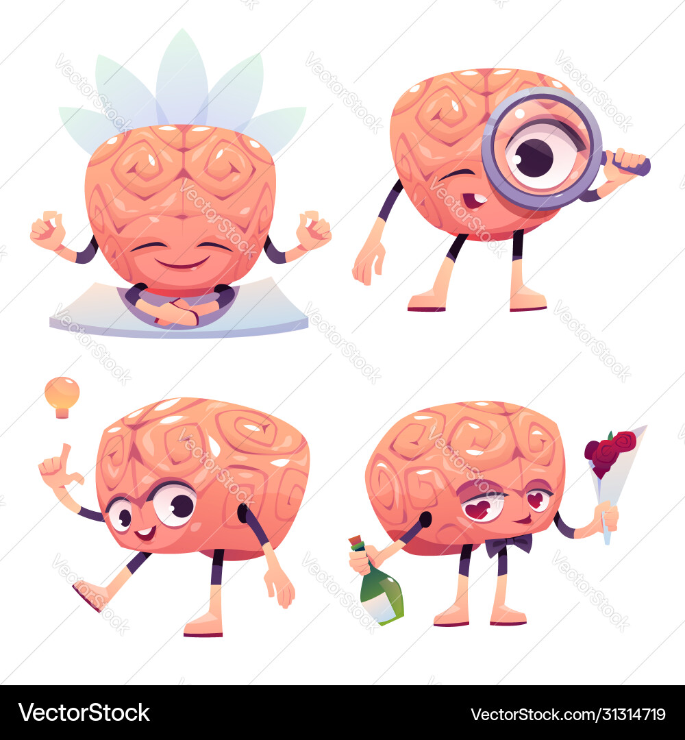 Brain Mascot Cartoon - Funny Face Royalty Free Vector Image