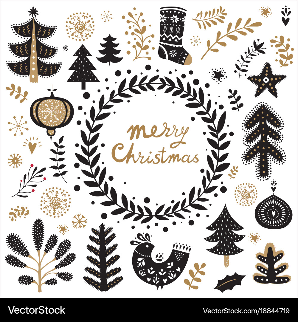 Christmas Ornament & Motif Collection Vector Image
