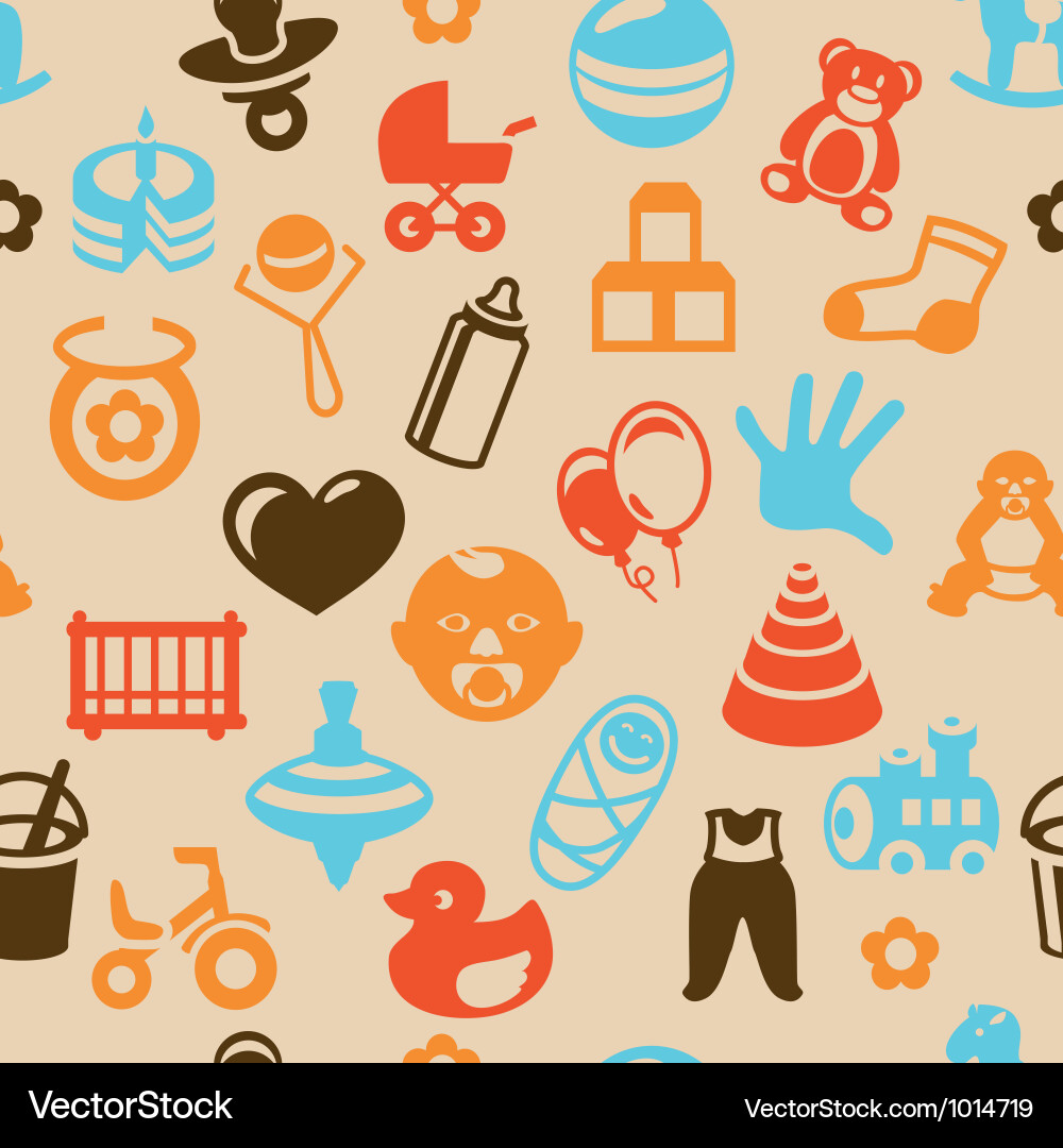 Colorful Kid Icons Pattern Royalty Free Vector Image