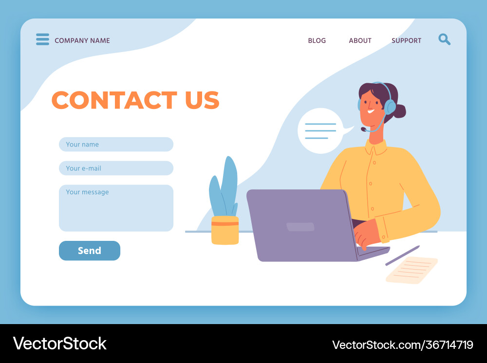 Contact us landing page website customer service Vector Image