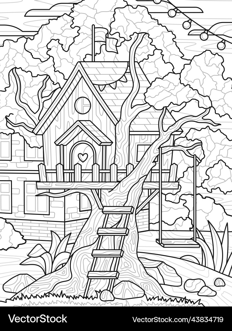 Treehouse Line Art Vector Images (63)
