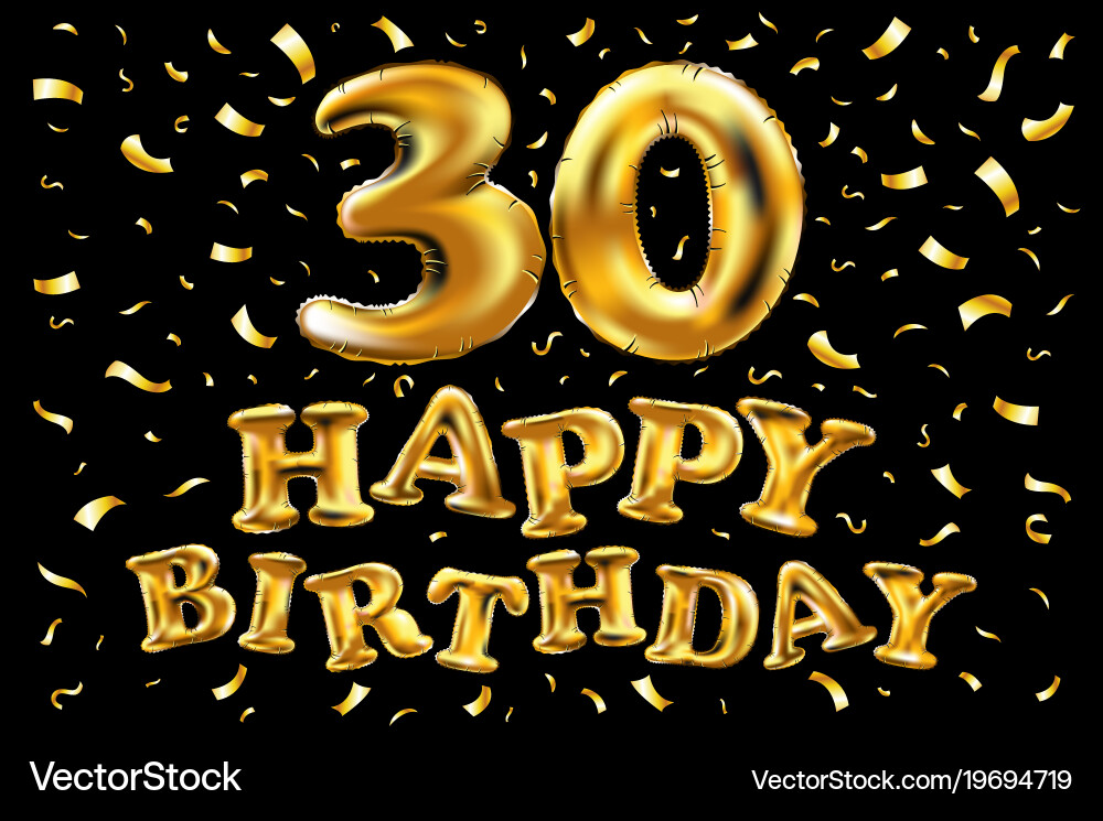 Gold foil 30th birthday calligraphy lettering Vector Image